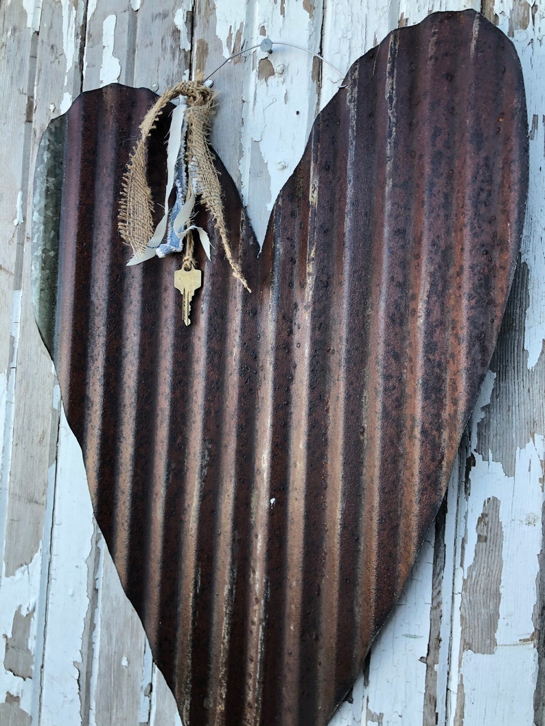 Rusty Corrugated Tin Heart / Shabby Tin Heart / Corrugated Tin | Etsy