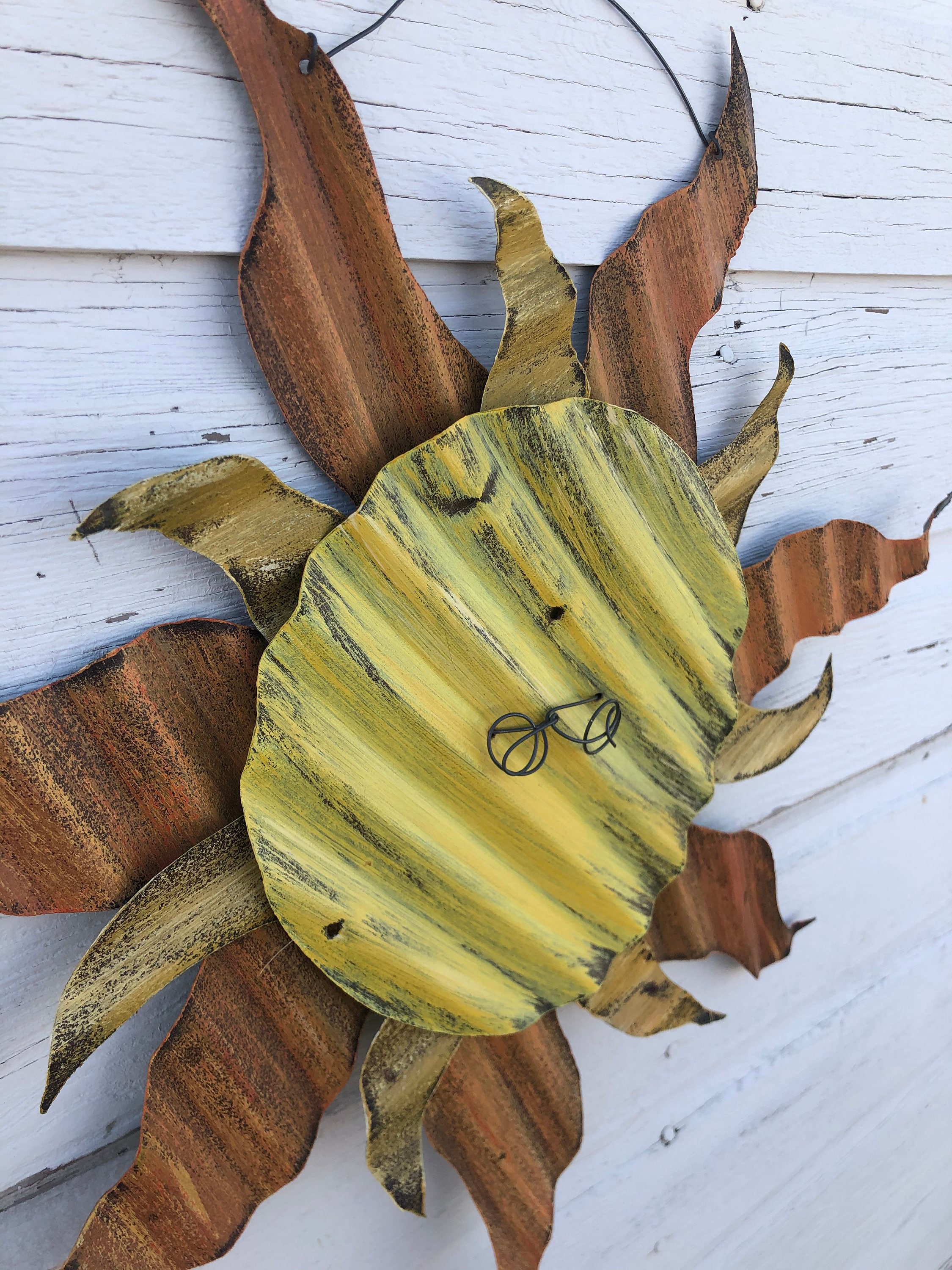 Handmade Corrugated Tin Sun / Handpainted Tin Sun / Metal Sun - Etsy