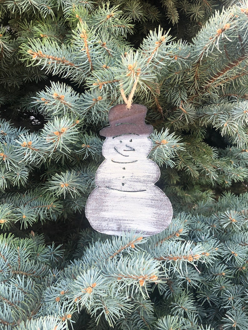 Tin Snowman Ornament / Handmade Christmas Ornaments / Snowman - Etsy