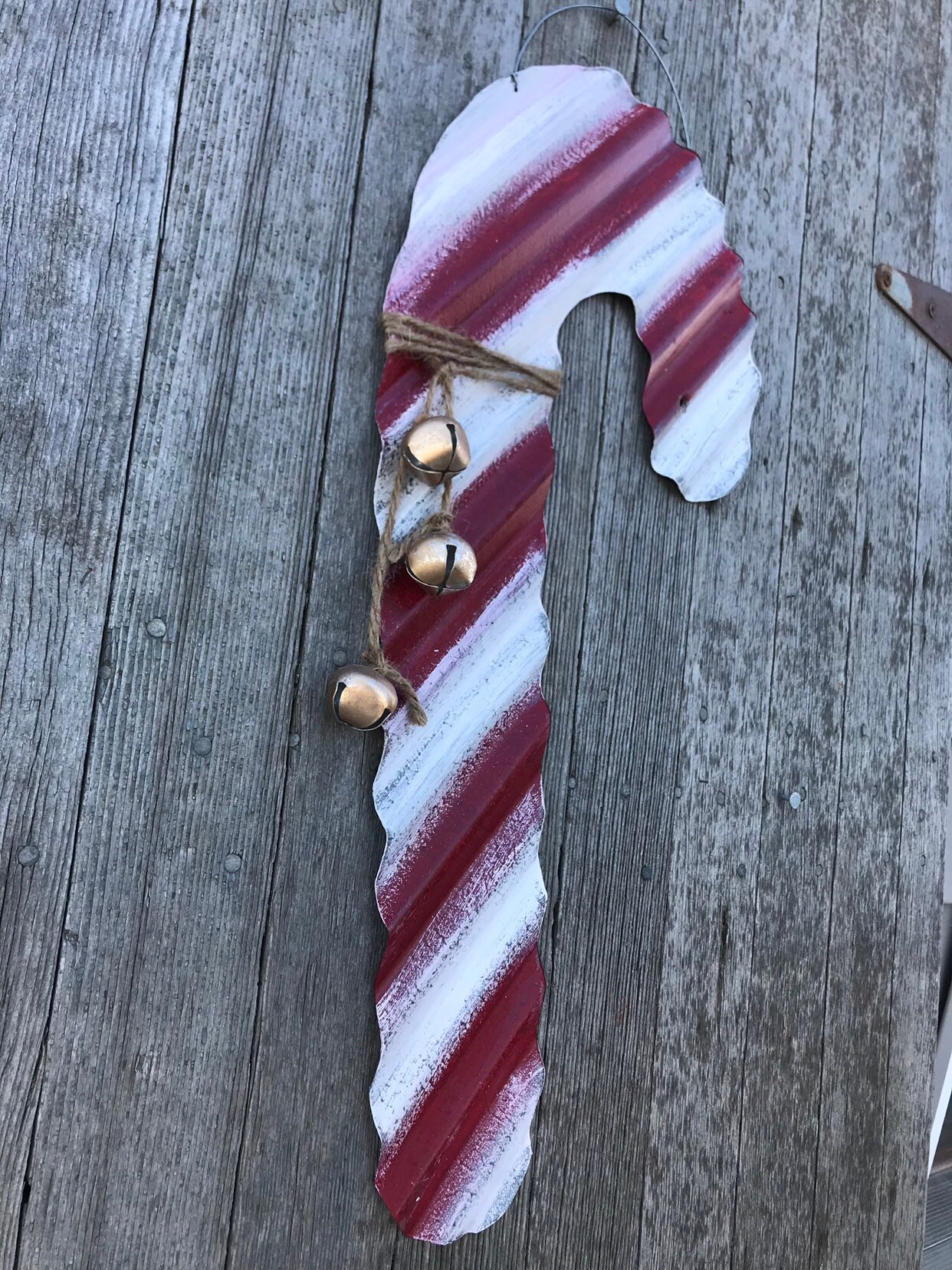 Corrugated Tin Candy Cane Metal Candy Cane Tin Christmas - Etsy