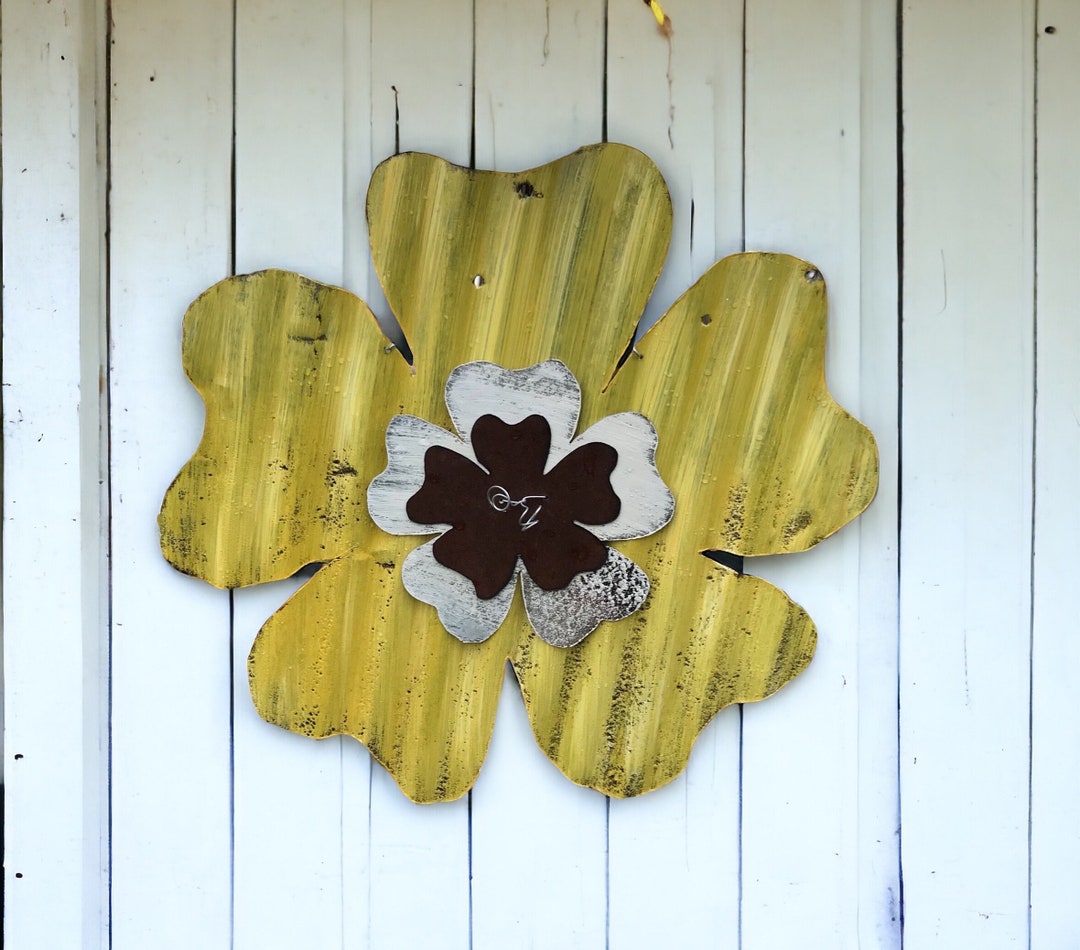 Corrugated Tin Flower / Tin Dogwood Flower / Handpainted Tin Flower ...