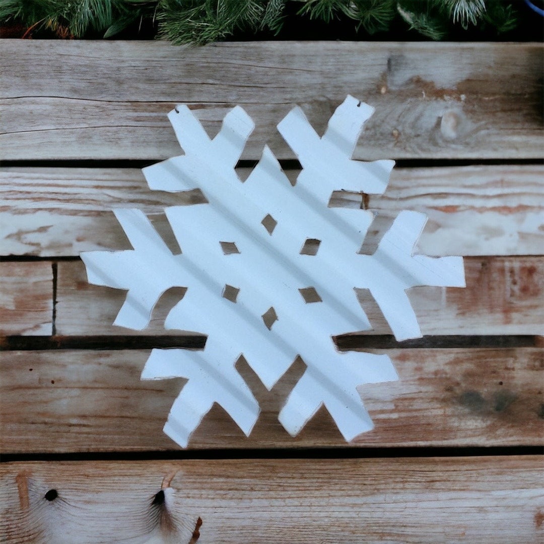 18" Tin Snowflake, Rustic Tin Snowflake, Rustic Christmas Decor, Tin ...