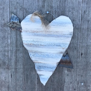 Small Whitewashed Tin Heart and Arrow, Heart and Arrow, Tin Valentines ...