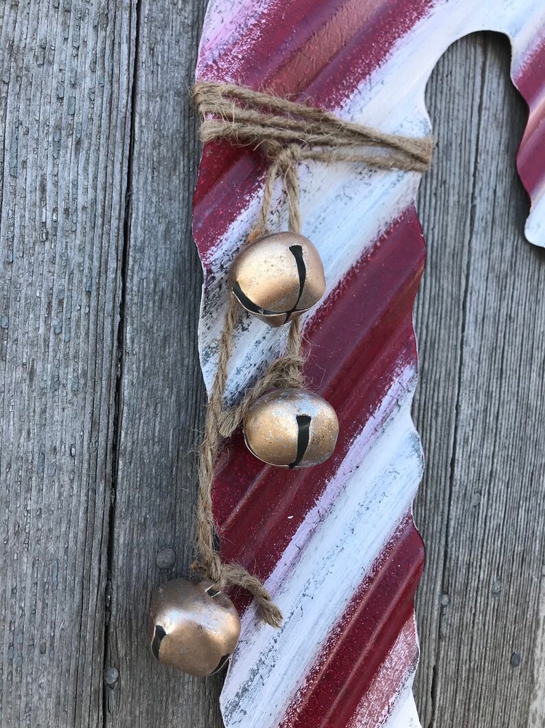Corrugated Tin Candy Cane Metal Candy Cane Tin Christmas - Etsy