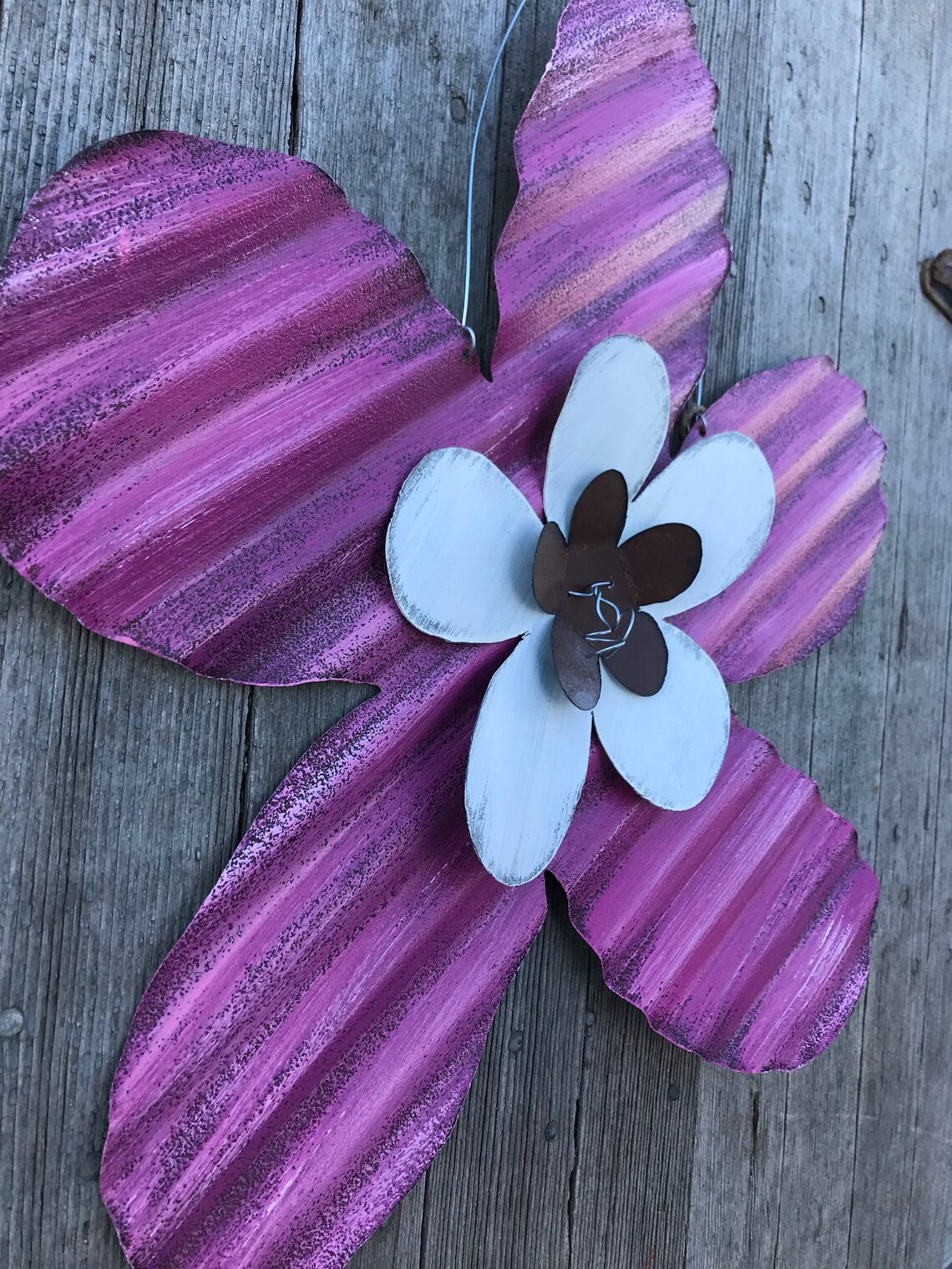Corrugated tin flower / tin flower / metal flower / rustic tin | Etsy