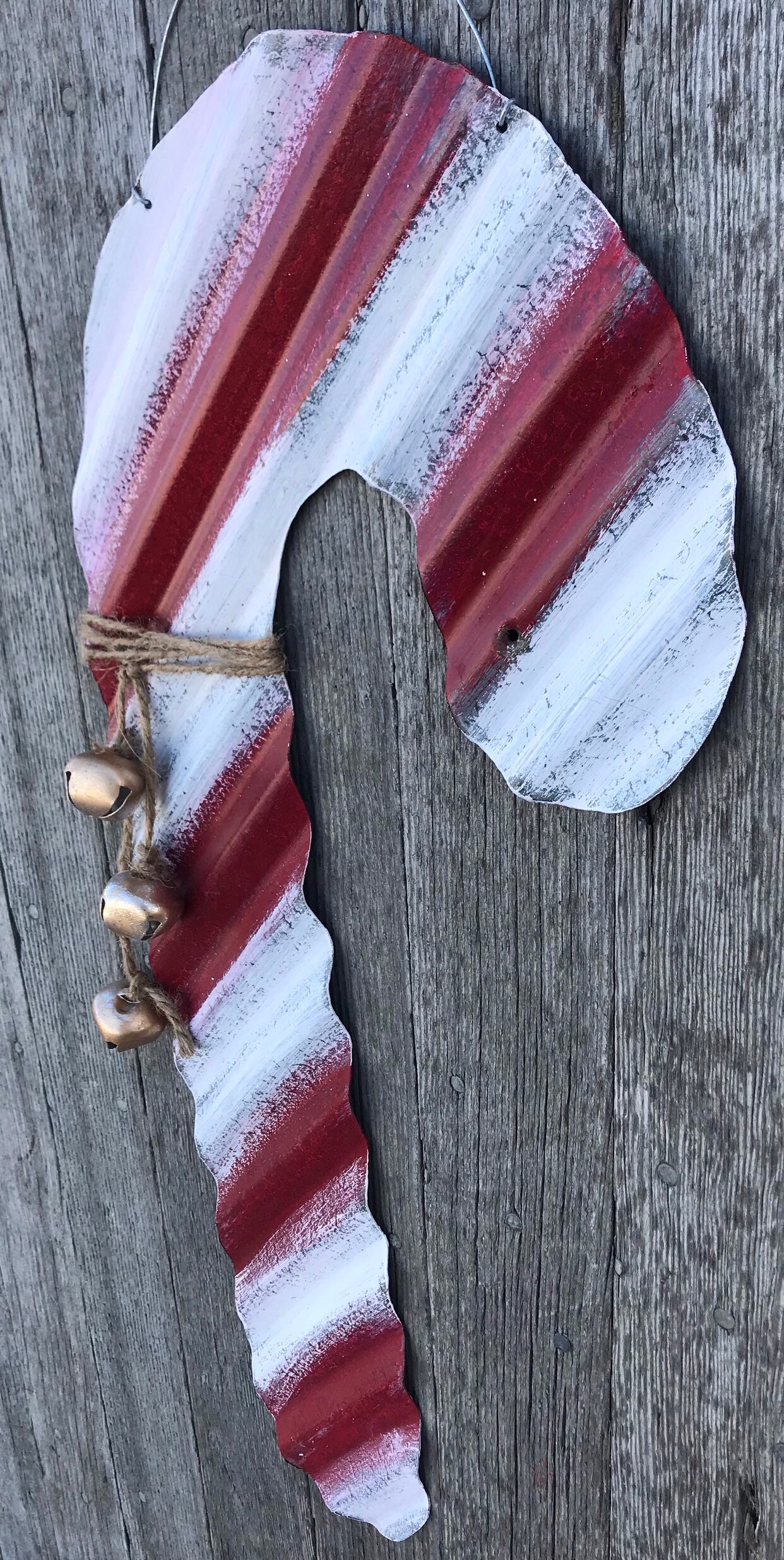 Corrugated Tin Candy Cane Metal Candy Cane Tin Christmas - Etsy