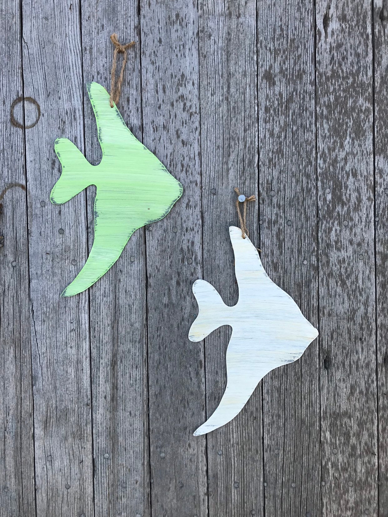 Handmade Tin Angelfish Wall Hanging / Beach Bathroom Decor / | Etsy