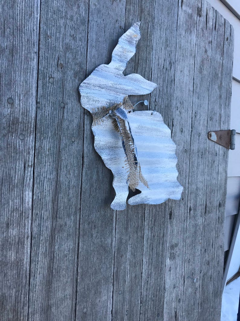 Corrugated Tin Easter Bunny / Tin Easter Bunny / Tin Easter | Etsy
