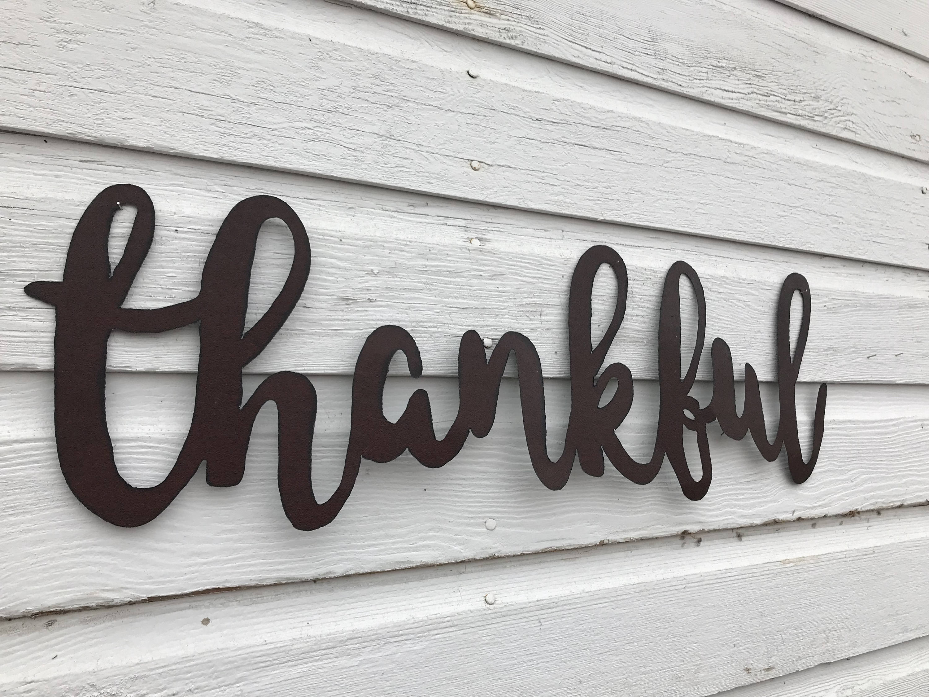Thankful Wall Word, Tin Wall Words, Shabby Farmhouse Decor, Farm Decor ...