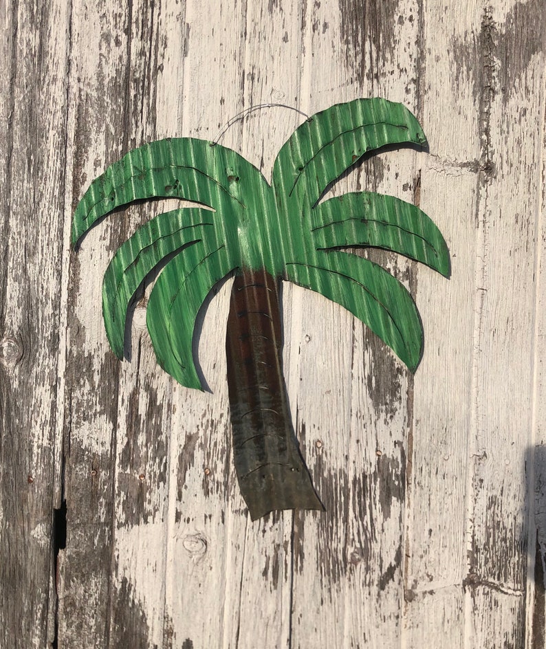 Corrugated tin palm tree / rustic metal palm tree / tin | Etsy