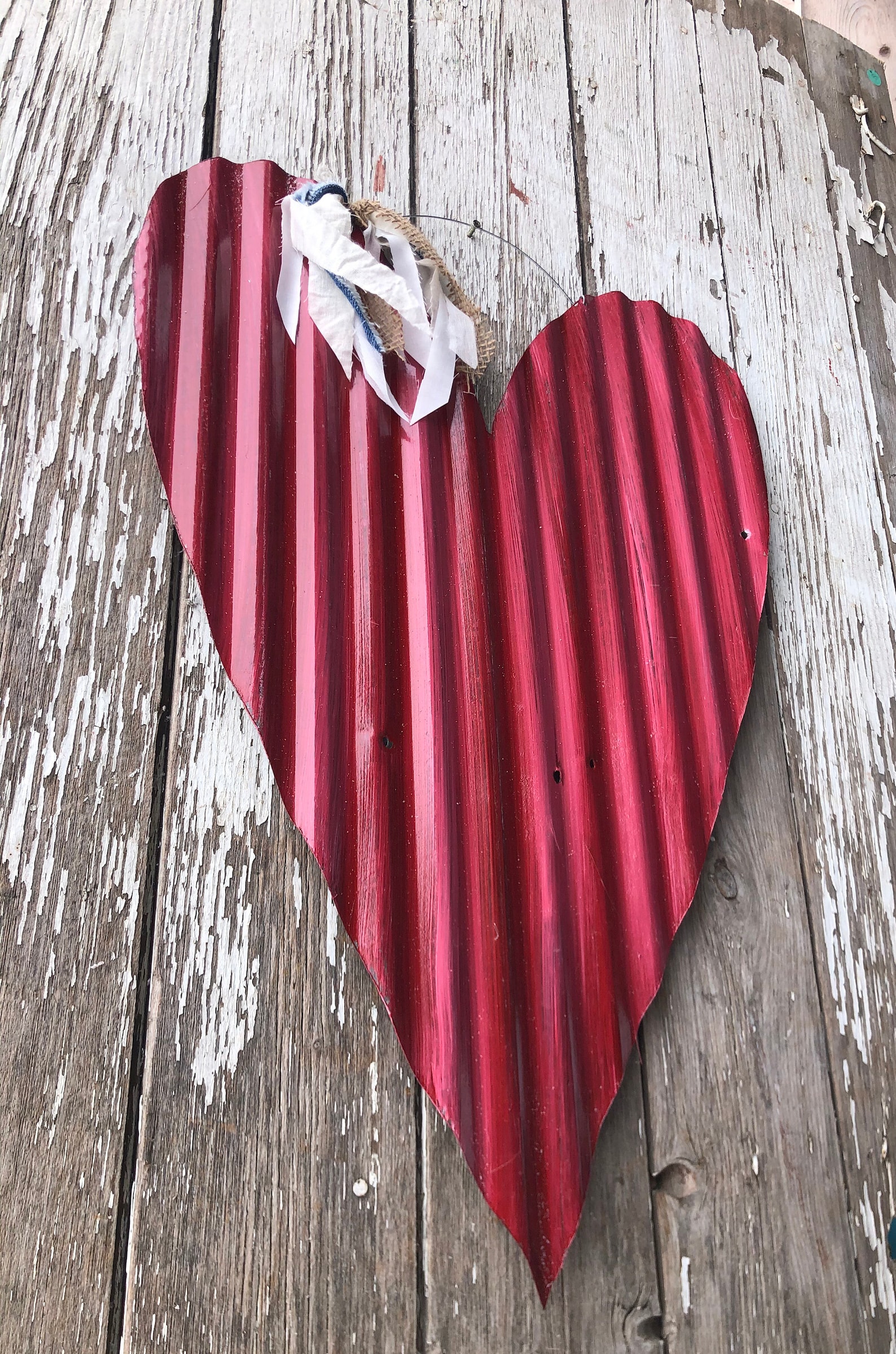 Red Corrugated Tin Heart / Shabby Tin Heart / Corrugated Tin - Etsy