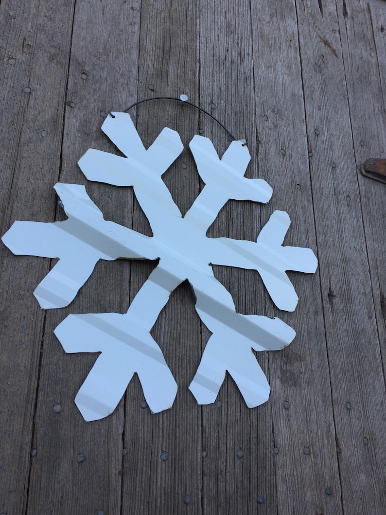 15 Tin Snowflake Rustic Tin Snowflake Hand Cut Tin - Etsy