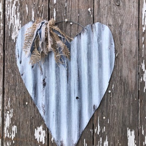 White Shabby Tin Heart / Rustic Tin Heart / Tin Anniversary / Tin ...