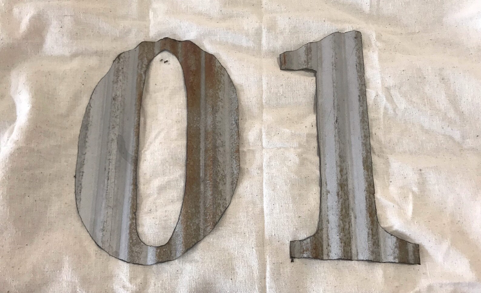 12 inch corrugated tin numbers / rusty tin numbers / | Etsy