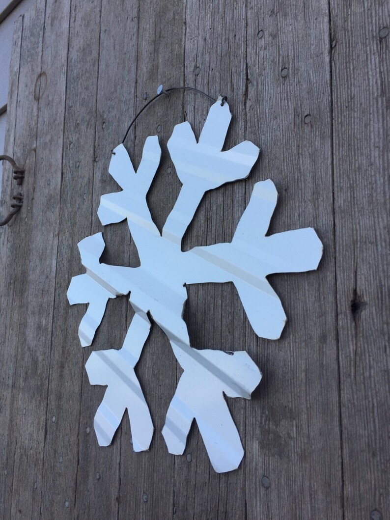 15 Tin Snowflake Rustic Tin Snowflake Hand Cut Tin | Etsy