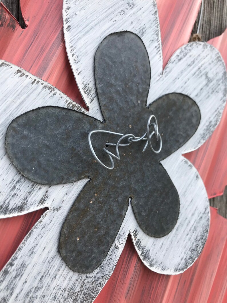 Coral Corrugated Tin Flower / Rustic Tin Flower / Tin Garden - Etsy