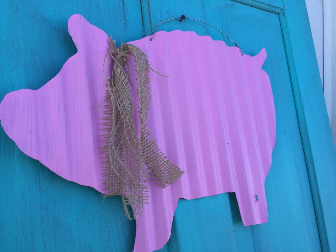 Corrugated Tin Pig / Rustic Tin Pigs / Rustic Tin Farm Decor ...