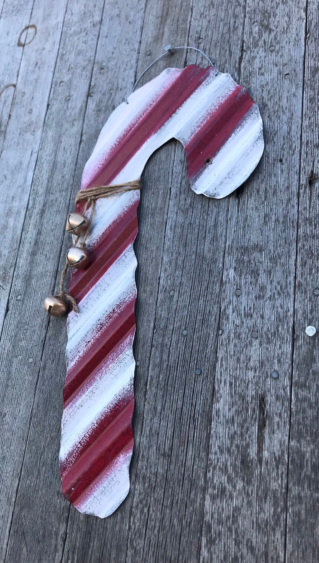 Corrugated Tin Candy Cane Metal Candy Cane Tin Christmas - Etsy