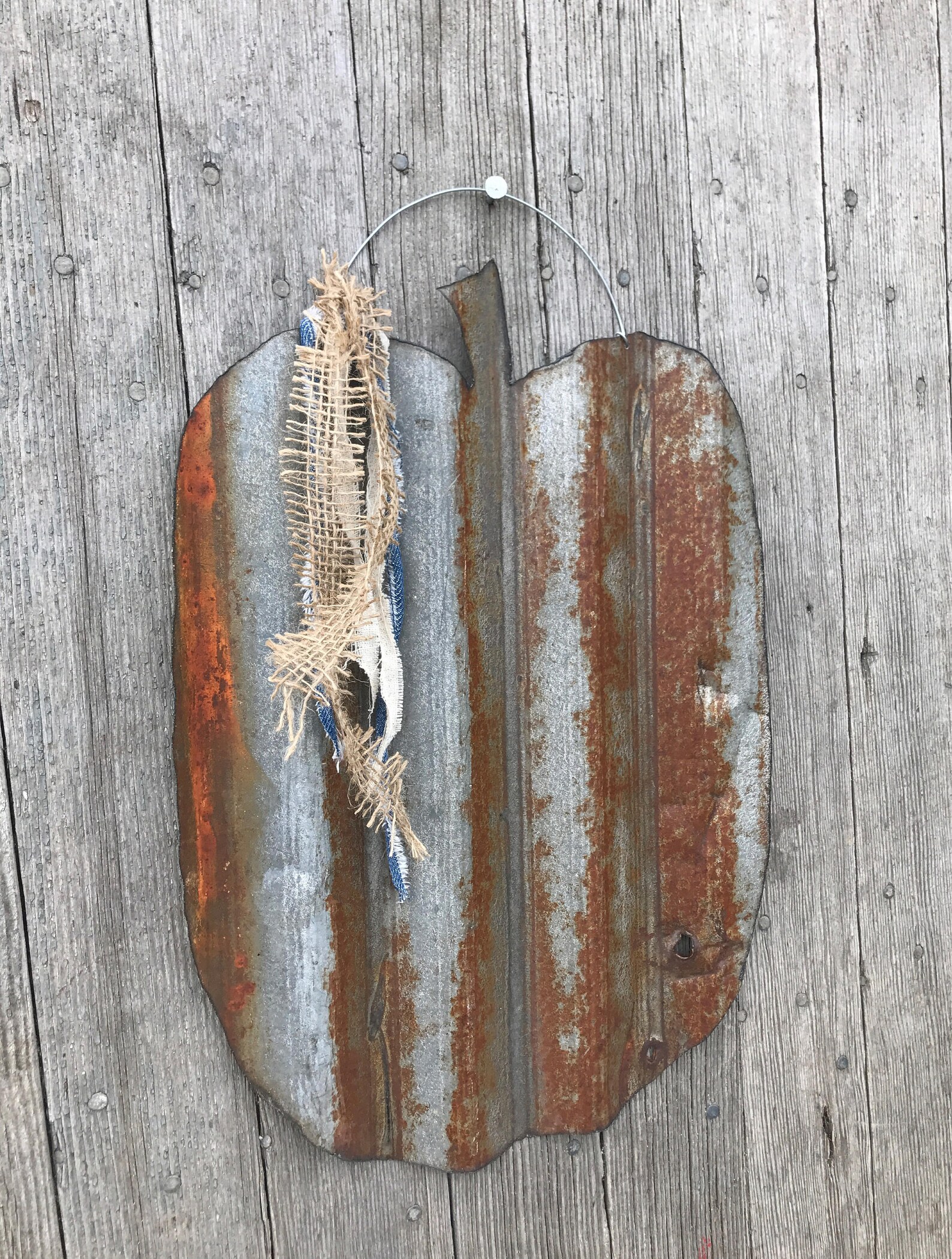 Corrugated Tin Pumpkin / Rusty Tin Pumpkin / Rustic Tin Fall | Etsy