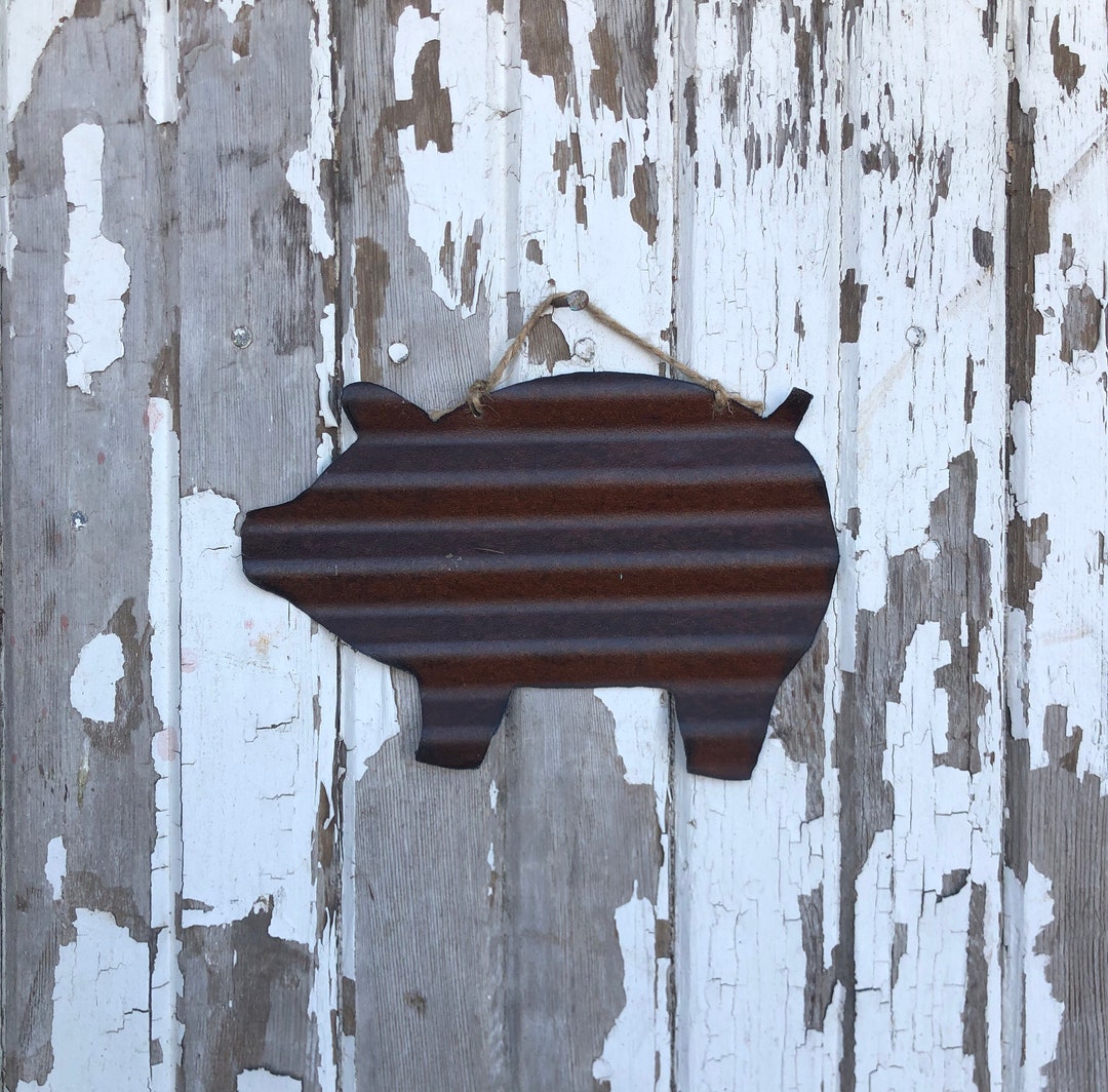 Corrugated Tin Pig / Rustic Pig Decor / Tin Farm Decor - Etsy