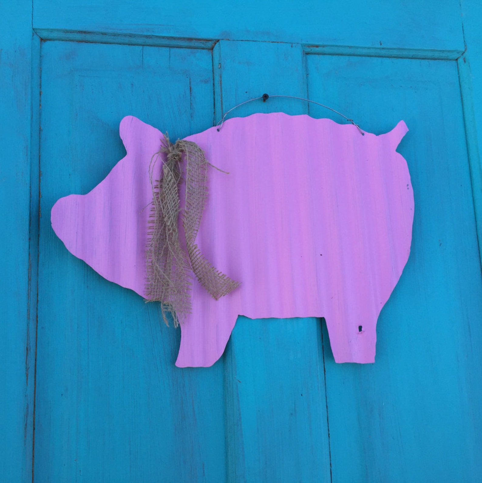 Corrugated Tin Pig / Rustic Tin Pigs / Rustic Tin Farm Decor / | Etsy