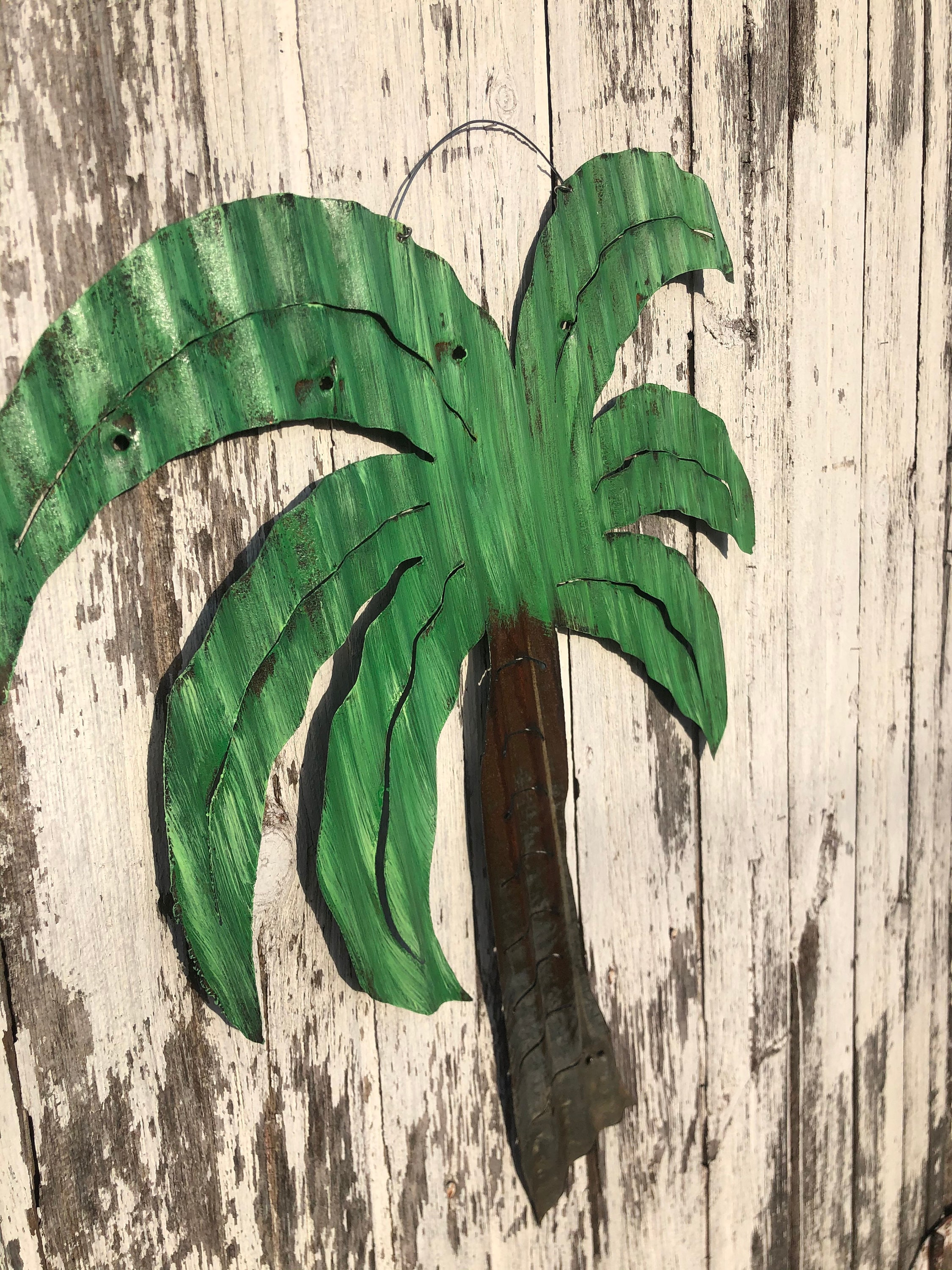 Corrugated Tin Palm Tree / Rustic Metal Palm Tree / Tin Tropical Decor ...