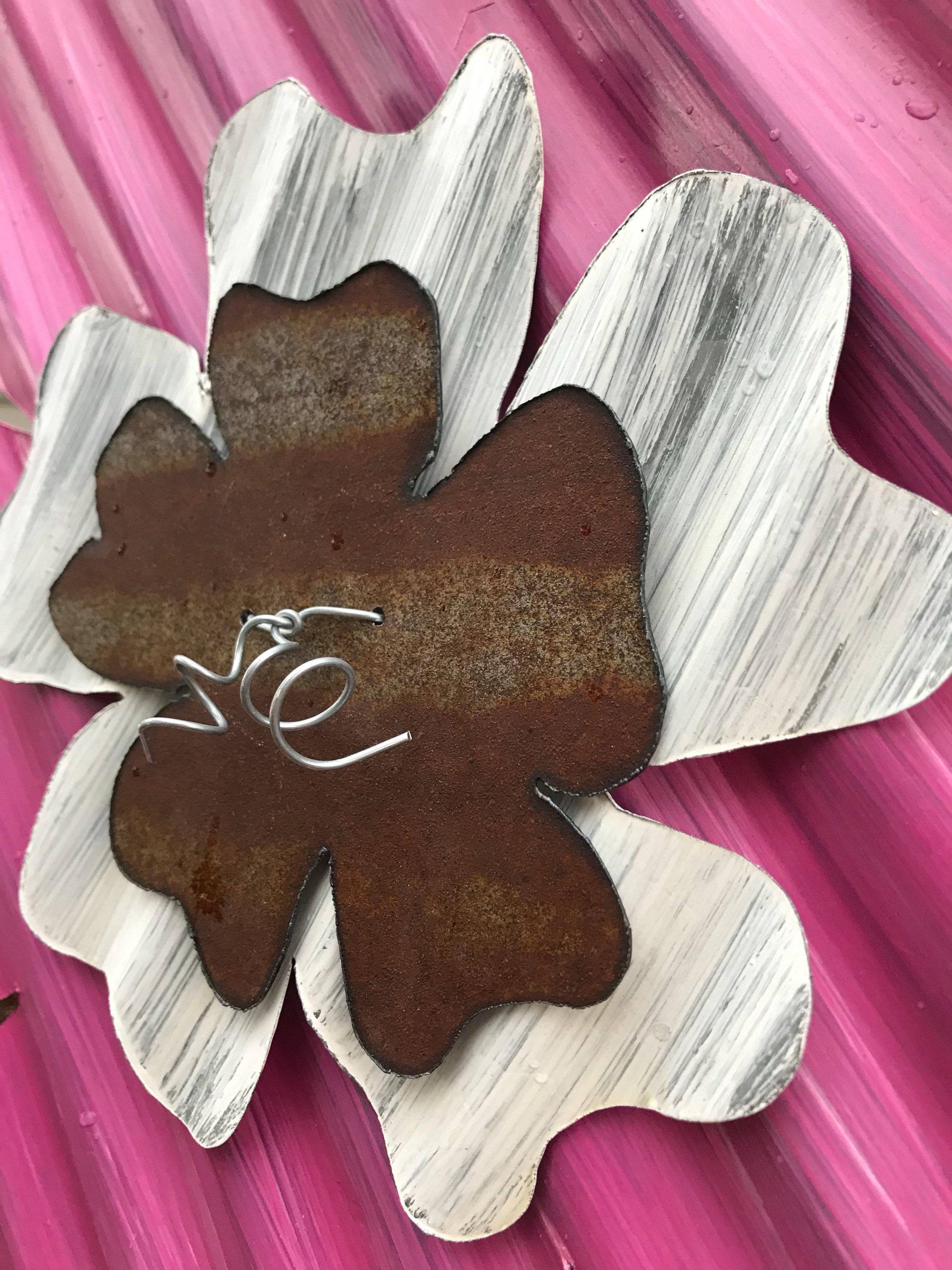 Corrugated Tin Flower / Tin Dogwood Flower / Handpainted Tin Flower ...