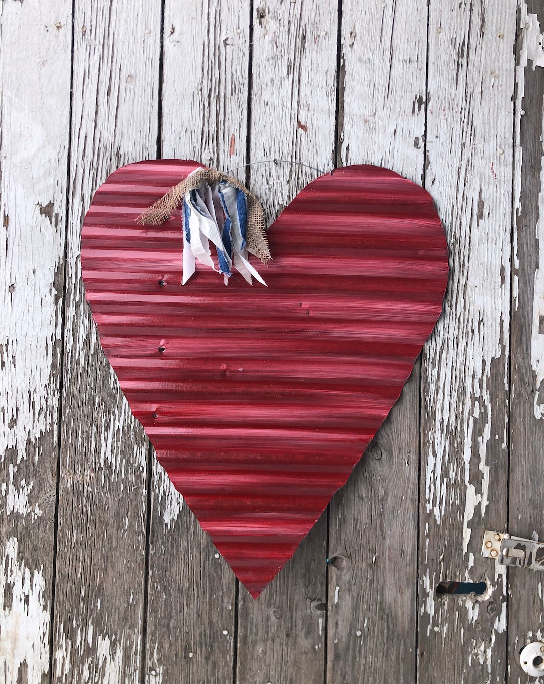 Corrugated Tin Heart / Rustic Tin Heart / Rustic Tin Valentine Decor ...