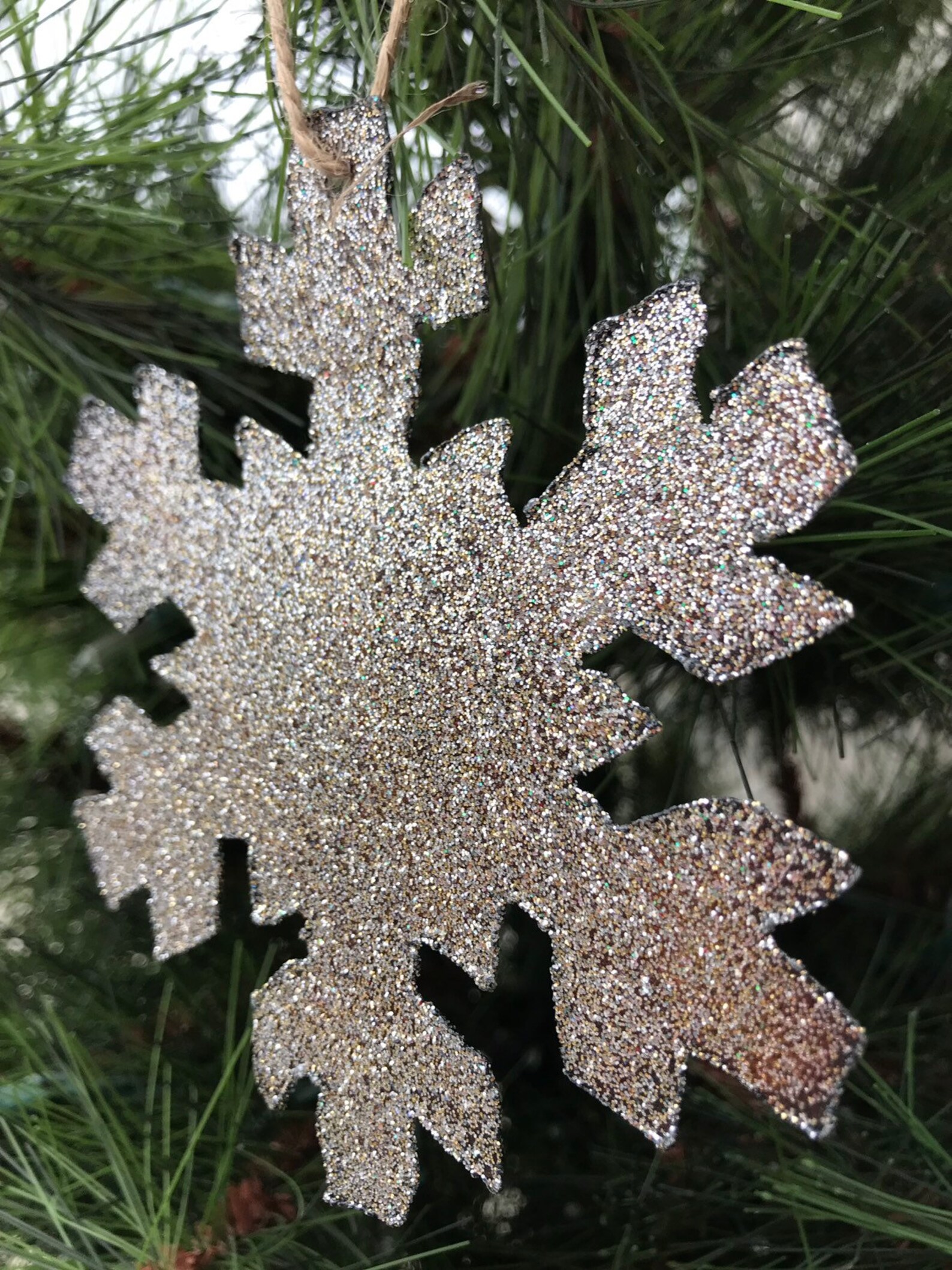 Tin Snowflake Ornament / Hand Painted Snowflake Ornament / - Etsy