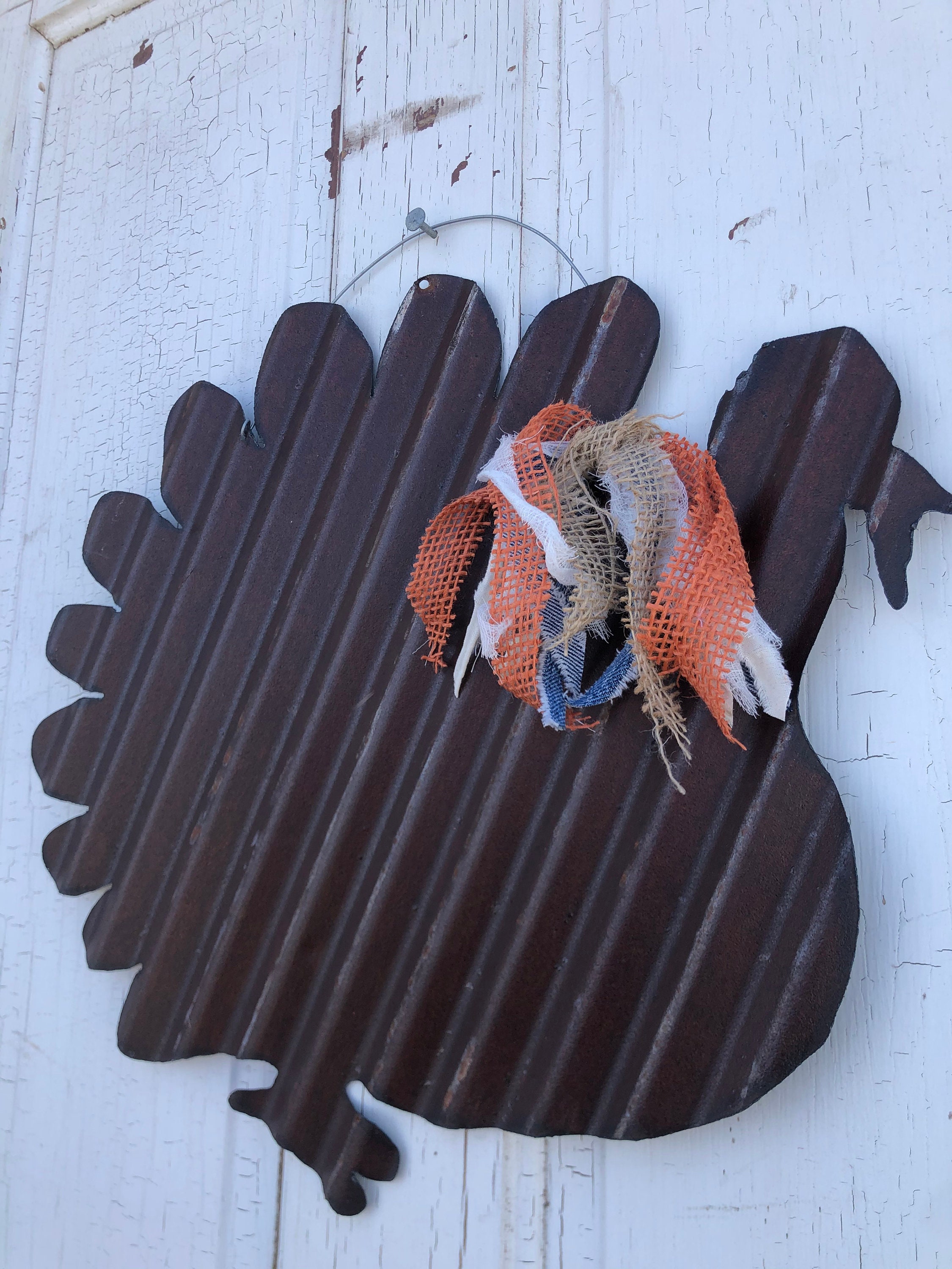 Rusty Corrugated Tin Turkey / Rustic Tin Turkey / Tin Thanksgiving ...