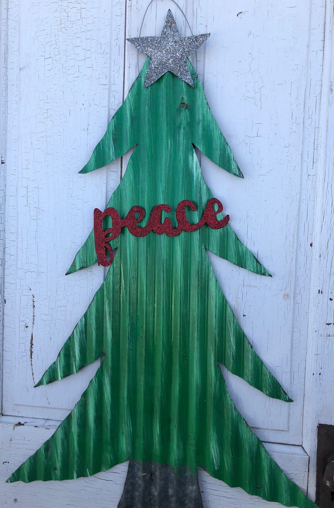 Large Corrugated Tin Christmas Tree / Rustic Tin Christmas | Etsy