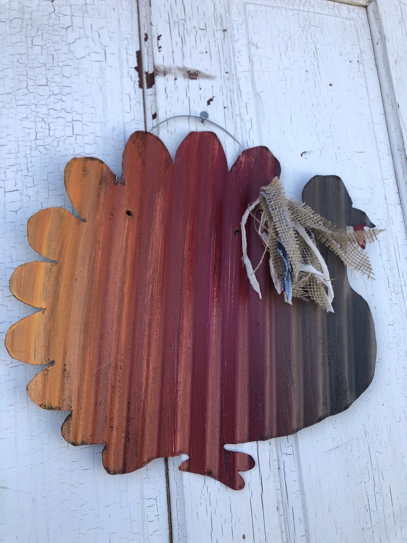 Corrugated Tin Turkey / Rustic Tin Turkey / Tin Thanksgiving - Etsy