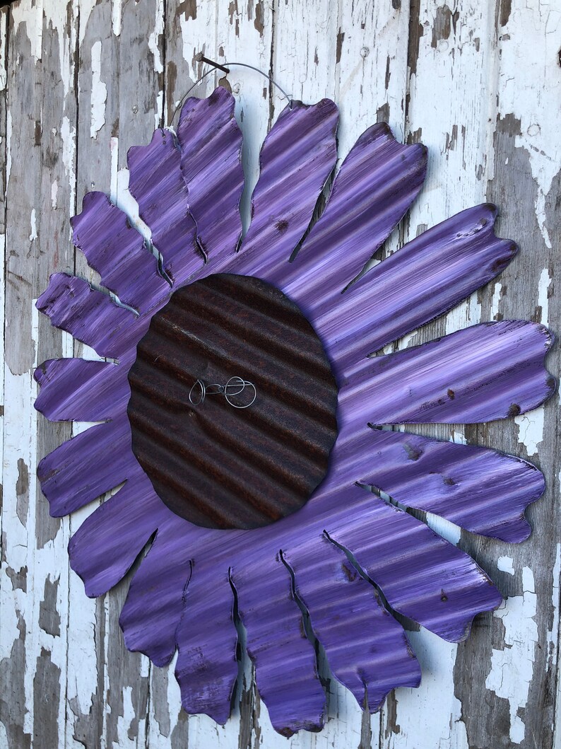 Purple Corrugated Tin Daisy / Corrugated Tin Flowers / Rustic - Etsy