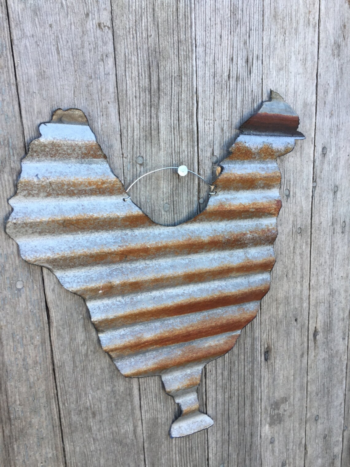 Corrugated Tin Chicken / Rusty Corrugated Tin Chicken / Rustic | Etsy