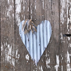 White Shabby Tin Heart / Rustic Tin Heart / Tin Anniversary / Tin ...