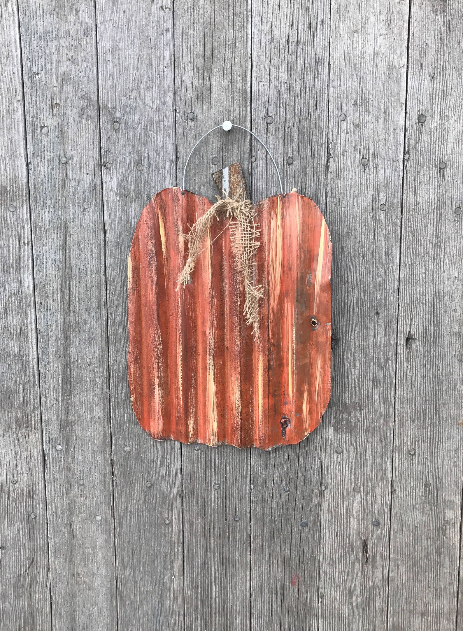 Corrugated Tin Pumpkin / Handpainted Tin Pumpkin / Small Tin - Etsy