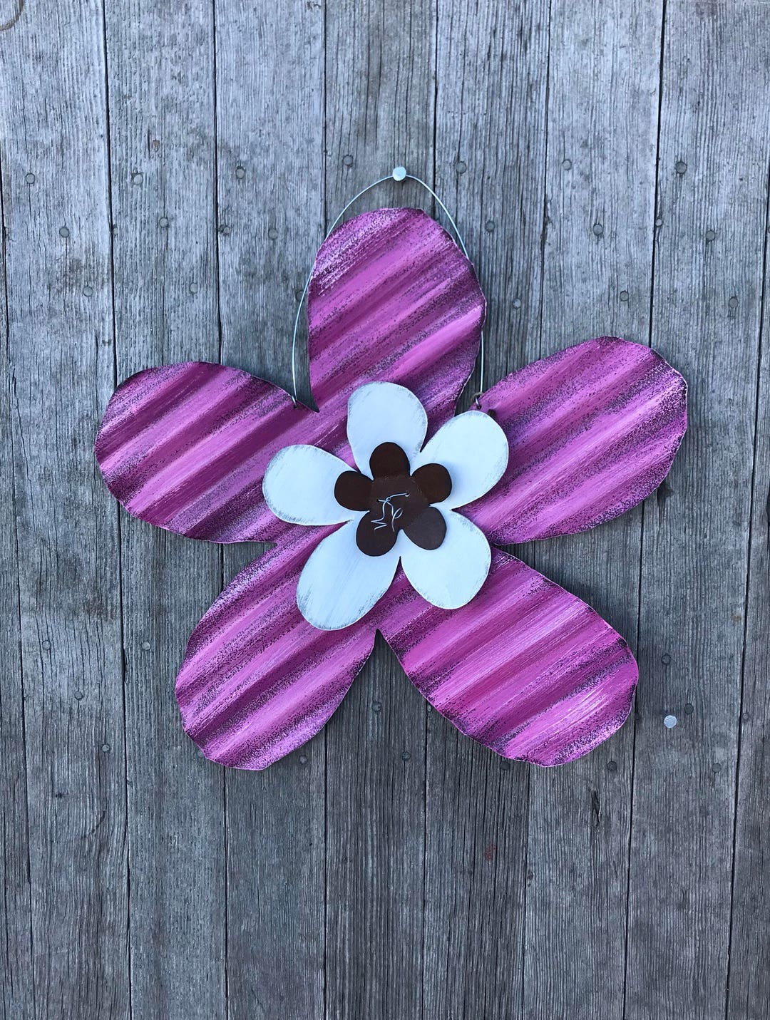 Corrugated Tin Flower / Tin Flower / Metal Flower / Rustic Tin Flower ...