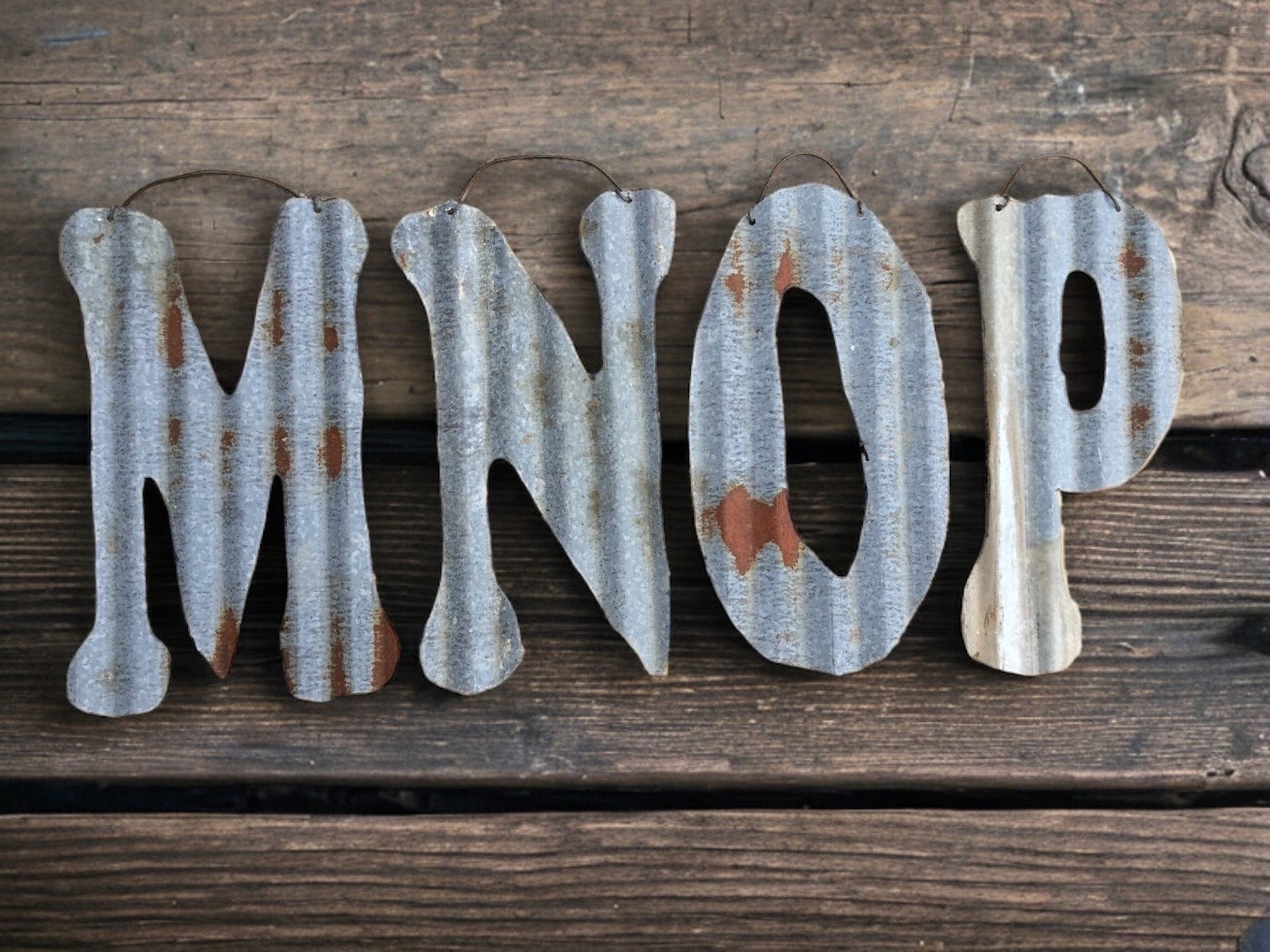 12 Inch Corrugated Tin Letters / Tin Letters A-Z / Rustic Tin Alphabet ...
