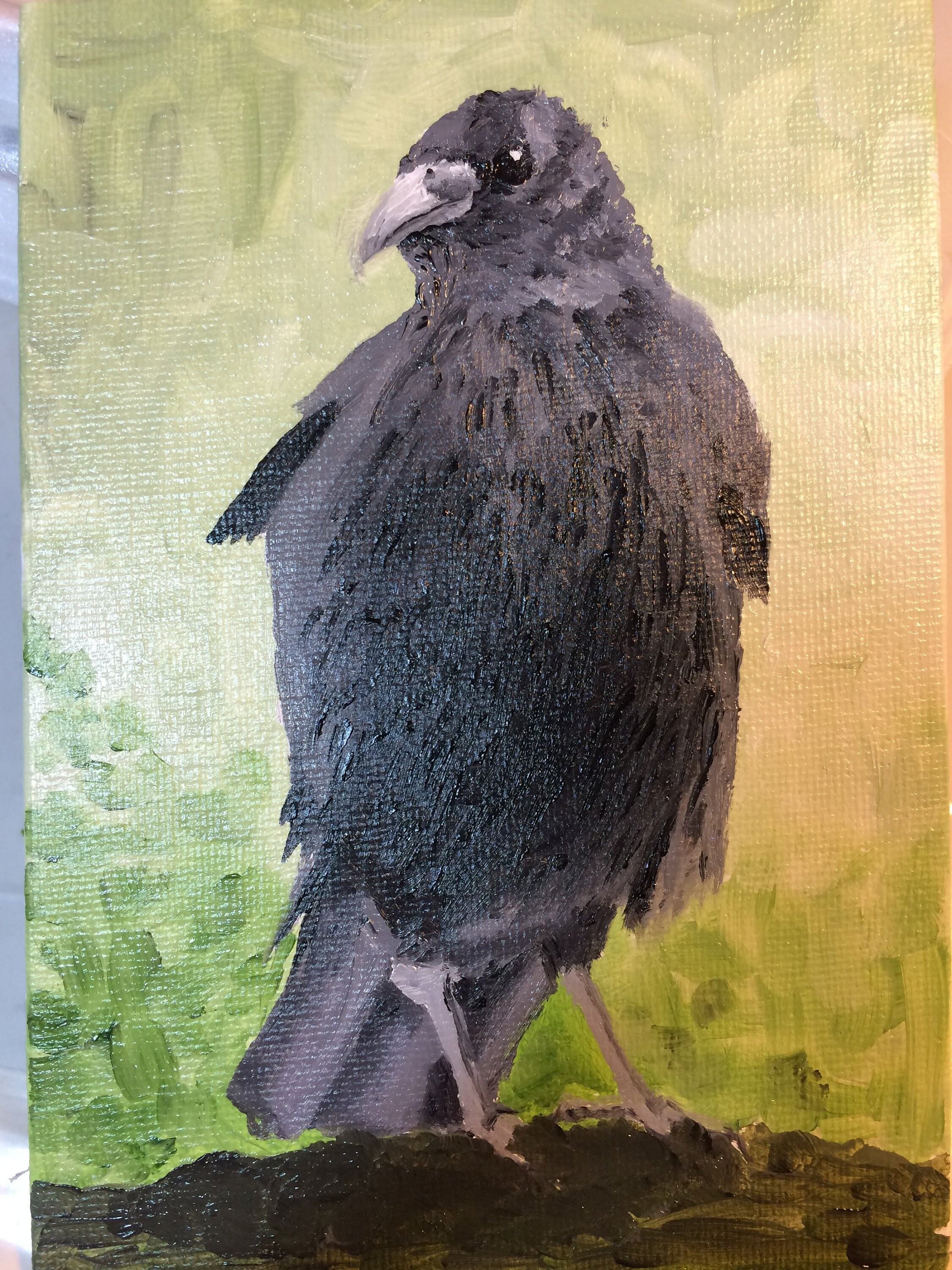 Oil Panting; the Observant Crow - Etsy