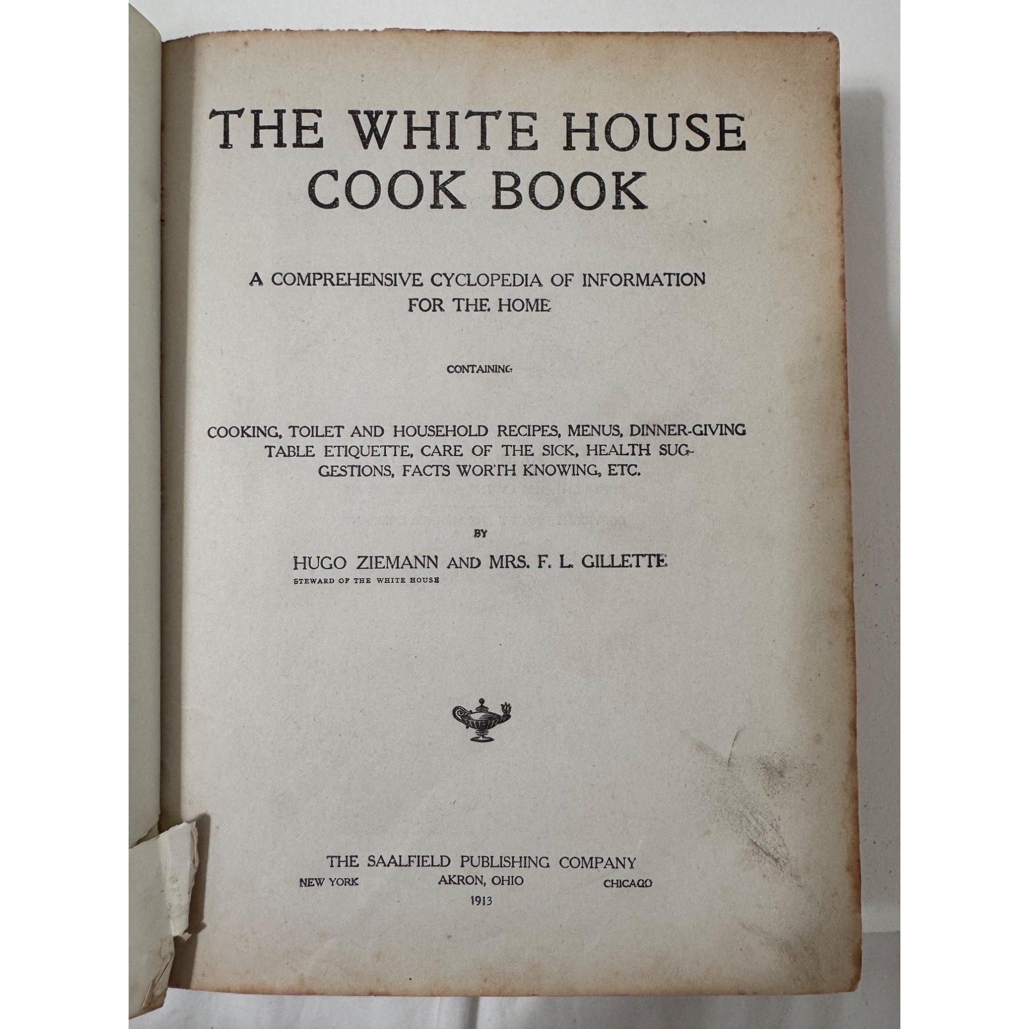 Antique 1913 White House Cookbook Encyclopedia of Home Information HC ...