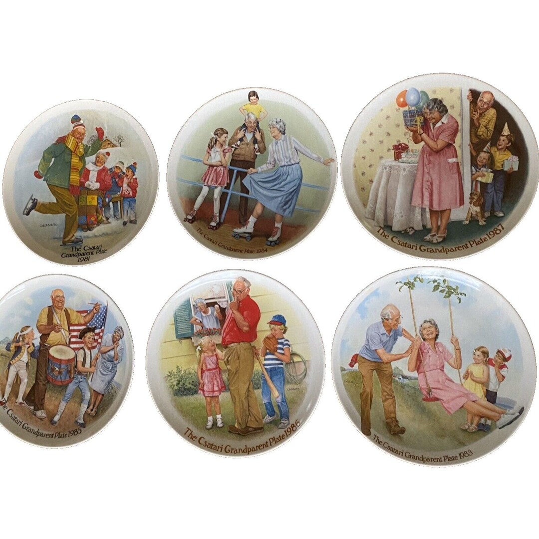 6 VTG 80s Knowles Grandparent Collectible Plates Joseph Csatari Limited ...