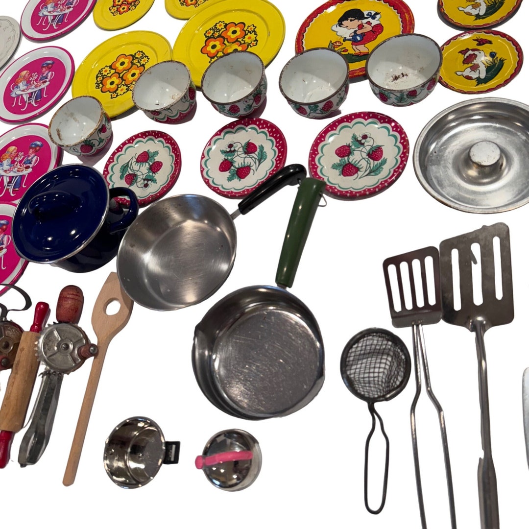 Vtg 50s Ohio Art Wolverine Aluminum Tin Child Toy Pots Pan Dishes ...