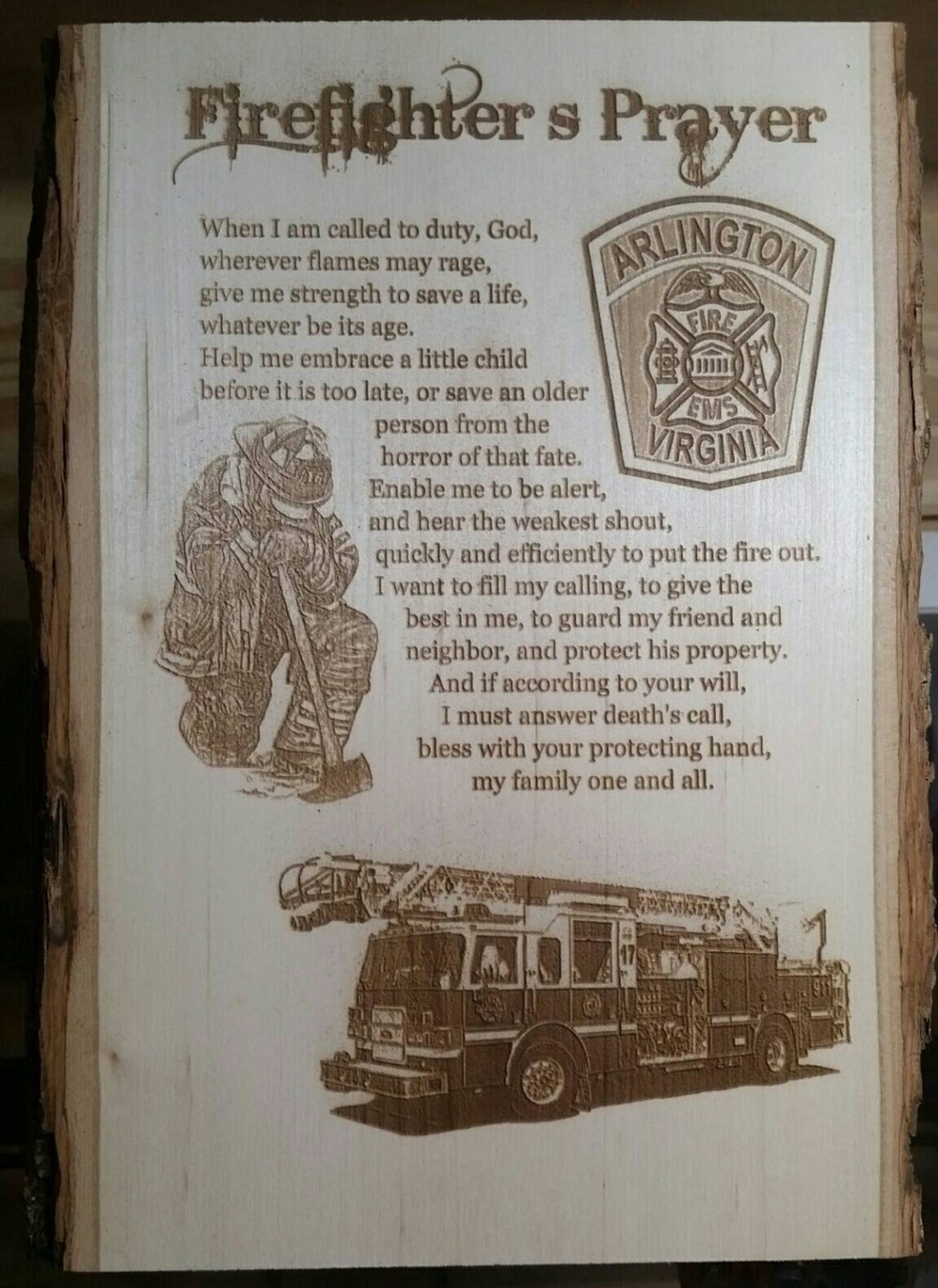 Firefighter's Prayer Laser Engraved - Etsy