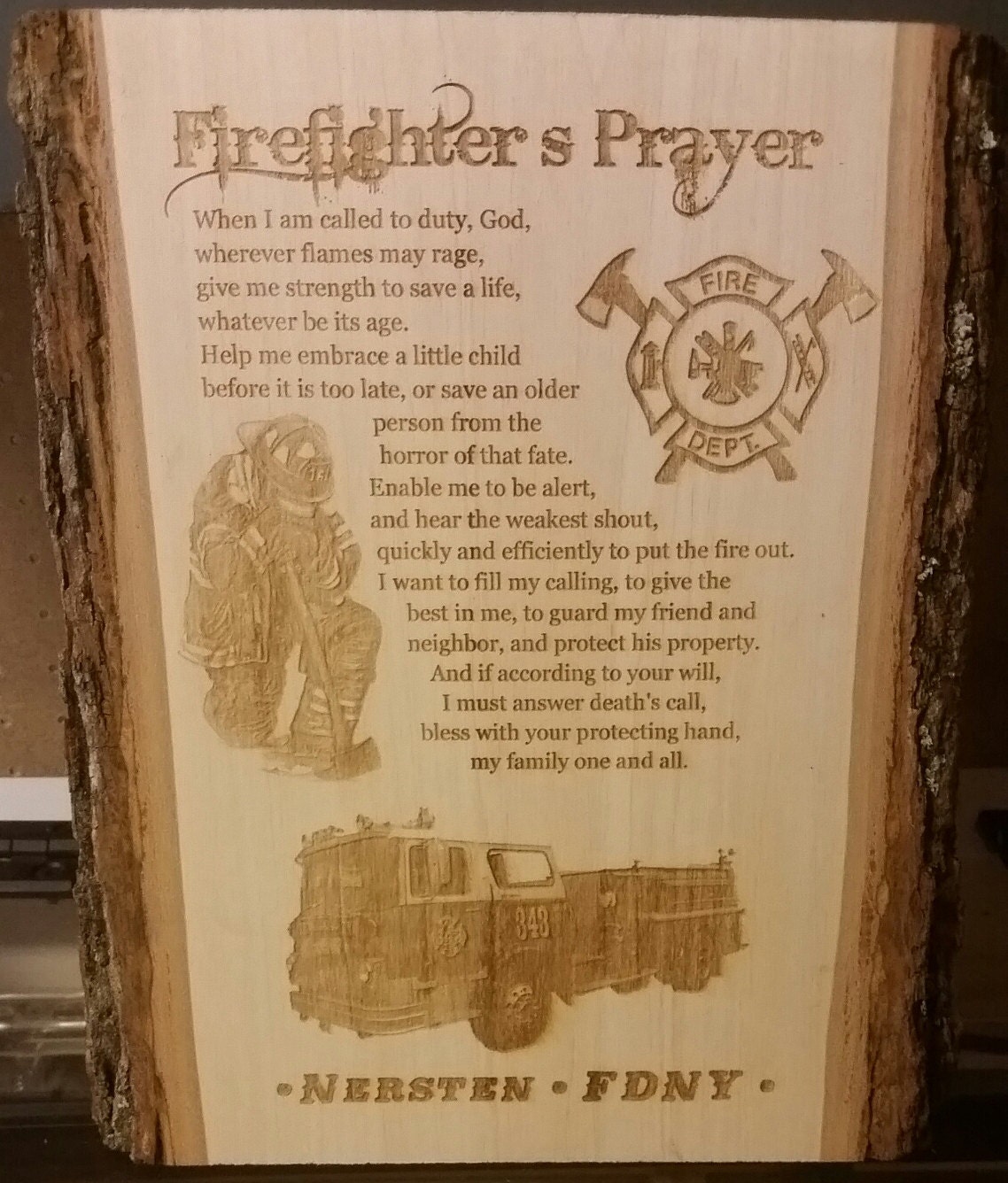Firefighter's Prayer Laser Engraved - Etsy