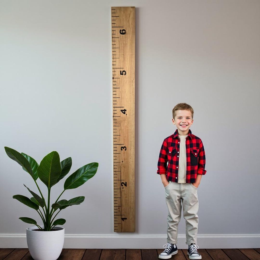 Rustic Wooden Growth Chart | Montessori Wall Decor / Handmade Rustic ...