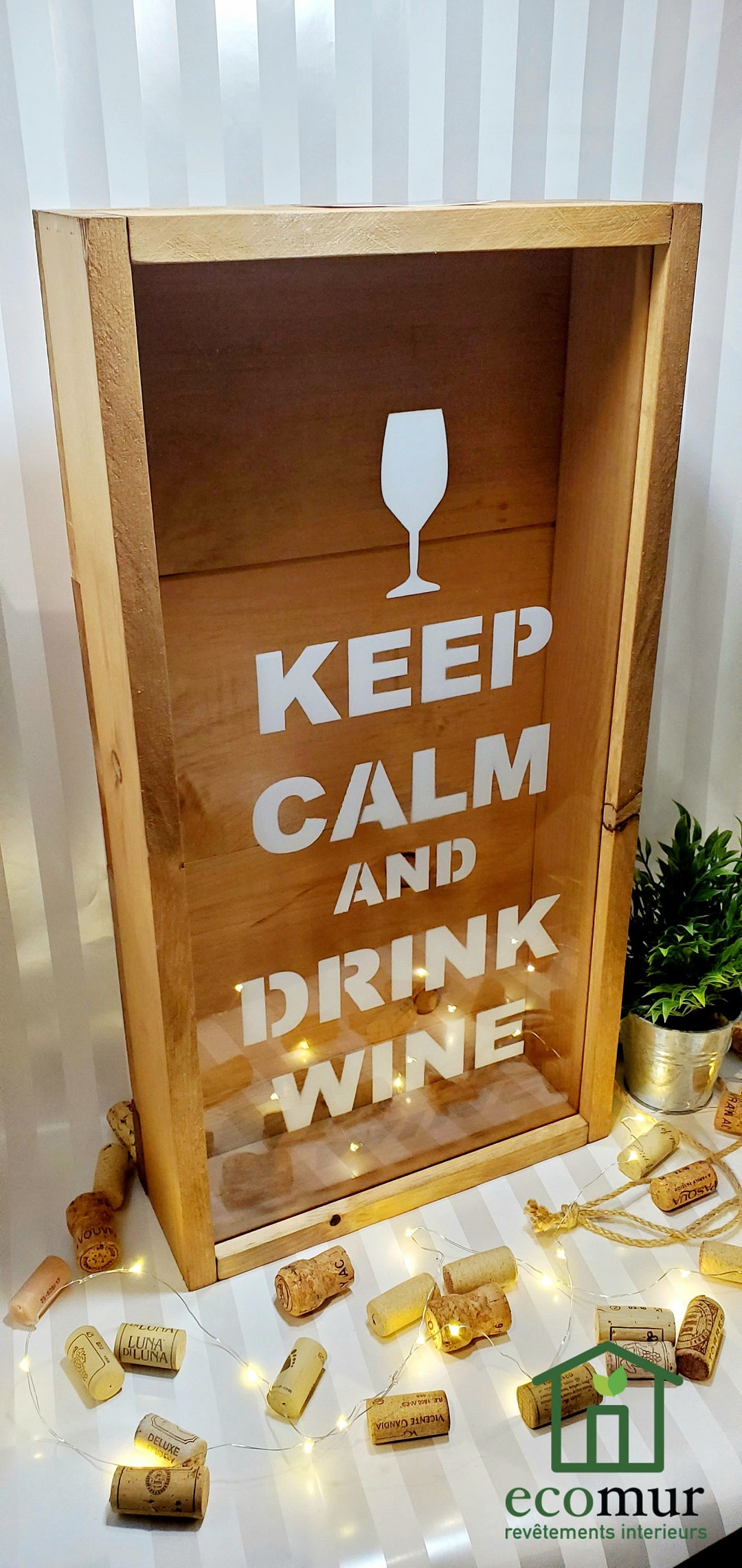 Cork Wine Box 12 Inchesx 24 Inches ''keep Calm and Drink Wine'' | Cork ...