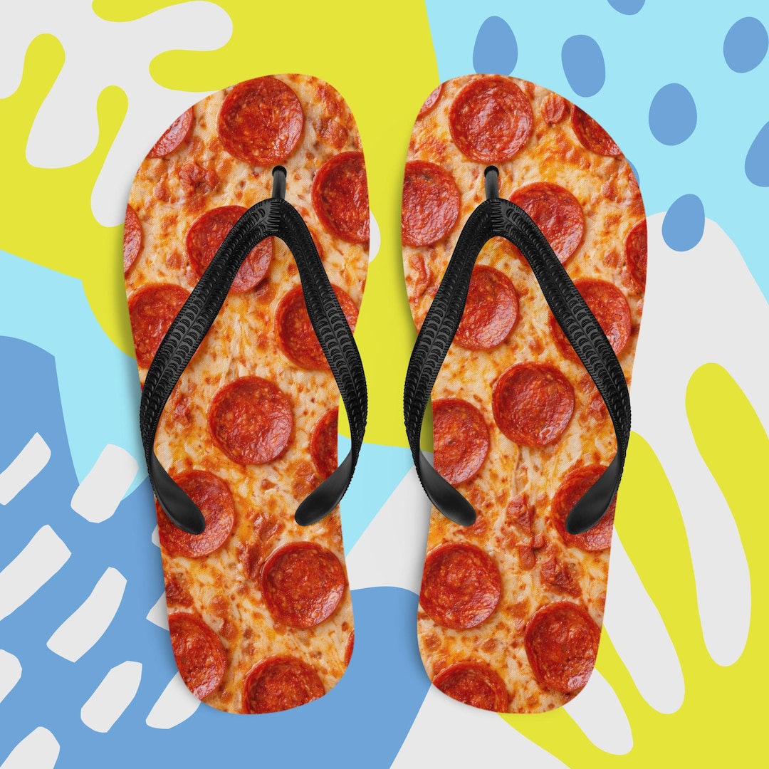 Pepperoni Pizza Flip-flops - Etsy