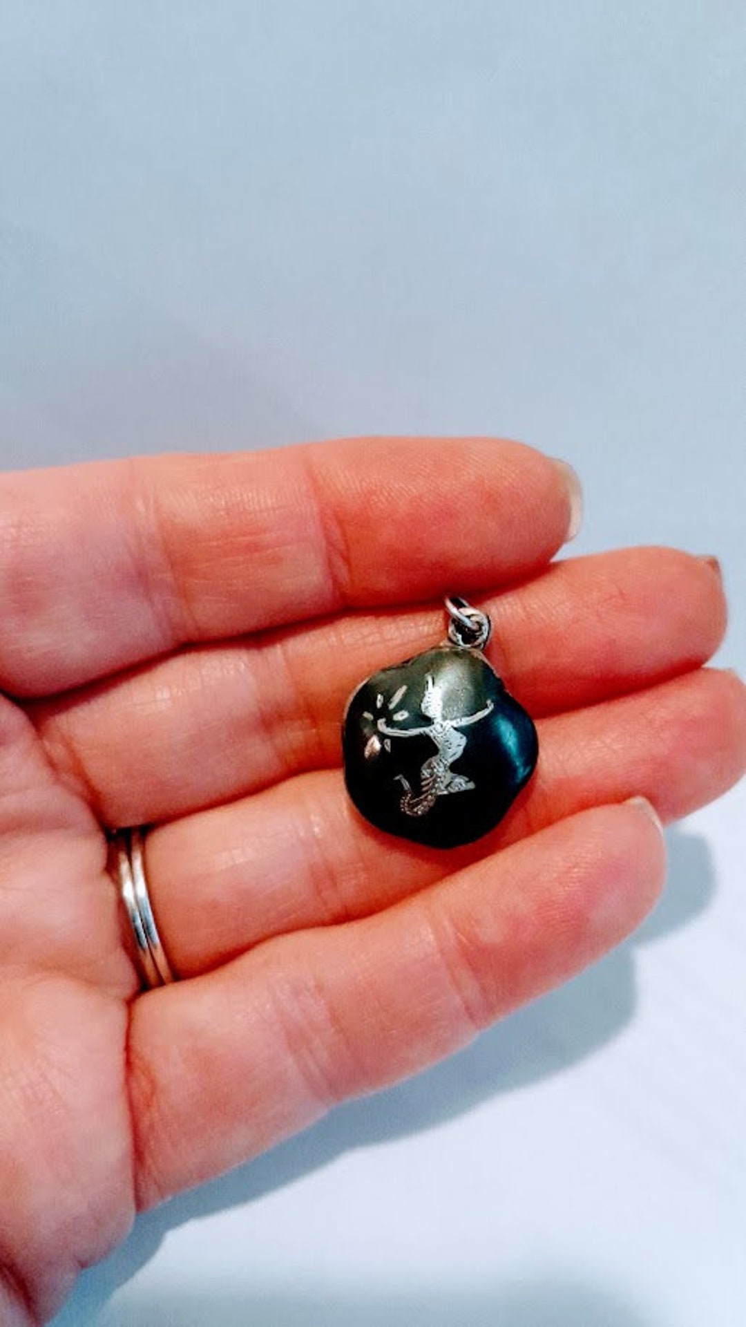 SIAM Pendant Pentagon and Heart Shaped Charm 925 Sterling Silver Marked ...