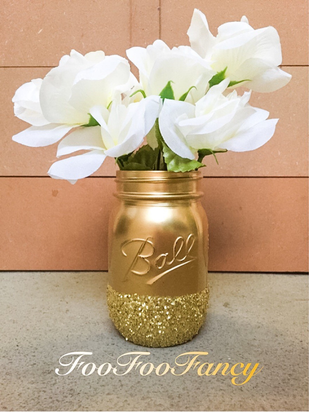 Metallic Gold Mason Jar With Gold Glitter. Gold Centerpices. - Etsy