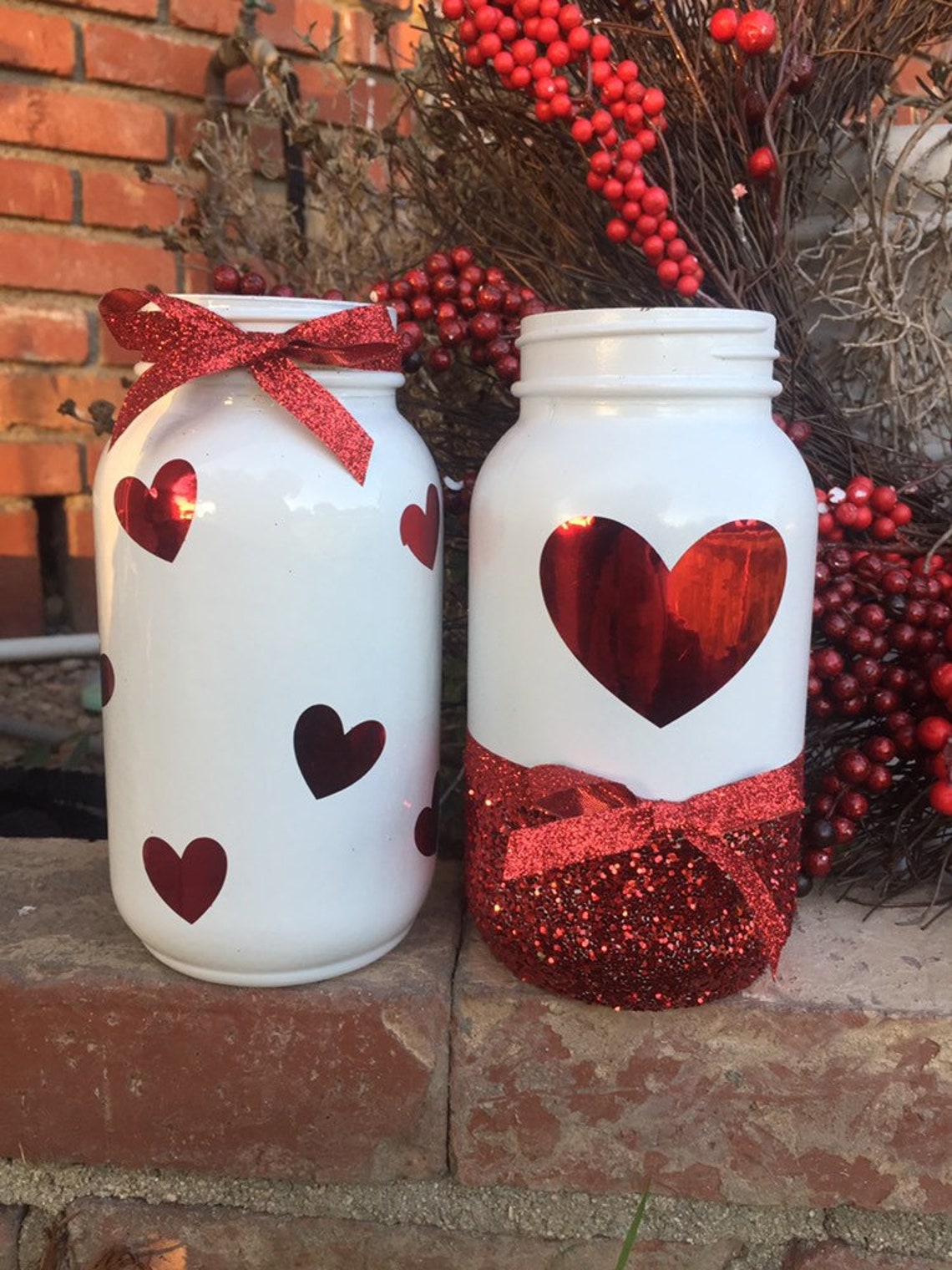 Valentine's Day Centerpieces. Valentine's Day Jars. | Etsy